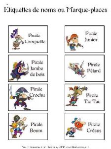 Étiquettes de noms theme PIRATES : La boîte à Nanny